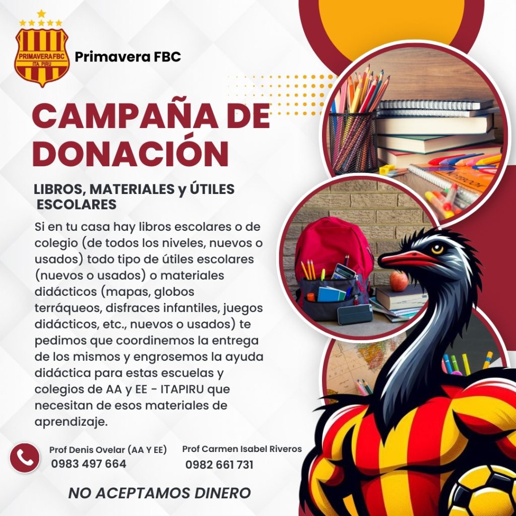 Campaña de donación de libros, materiales y útiles escolares ...